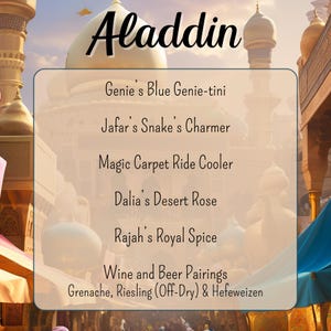 Aladdin THEMED Dinner and Cocktail Menus (includes Grocery List ...