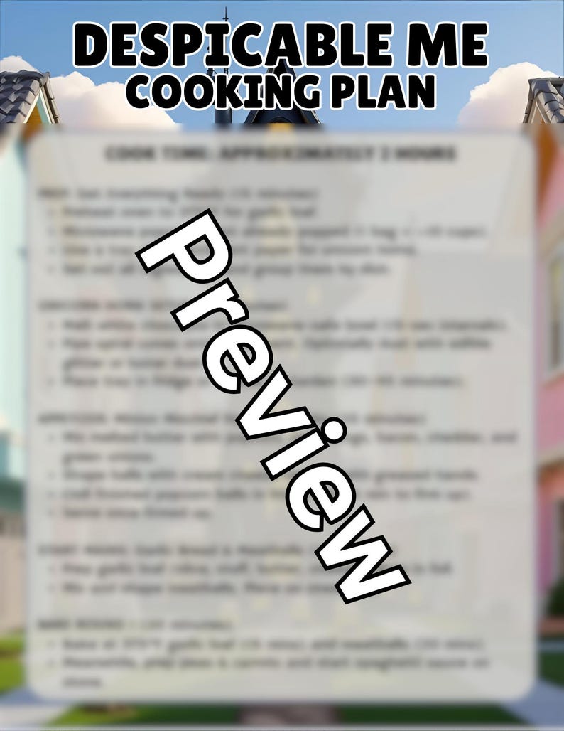 Despicable Me Dinner Menu, Grocery List, Meal Prep (editable Canva ...