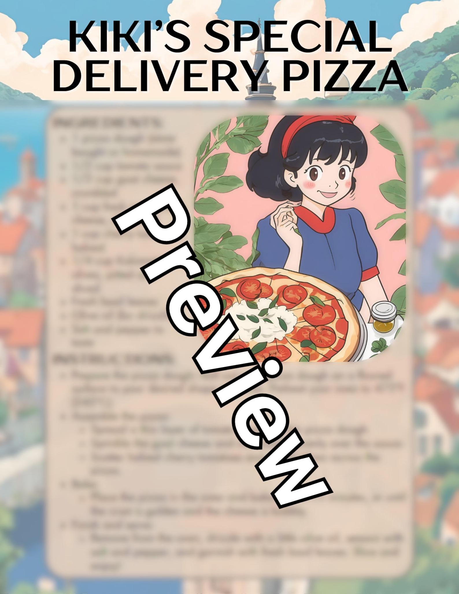 Kiki's Delivery Service Themed Dinner & Cocktail Menus (includes ...