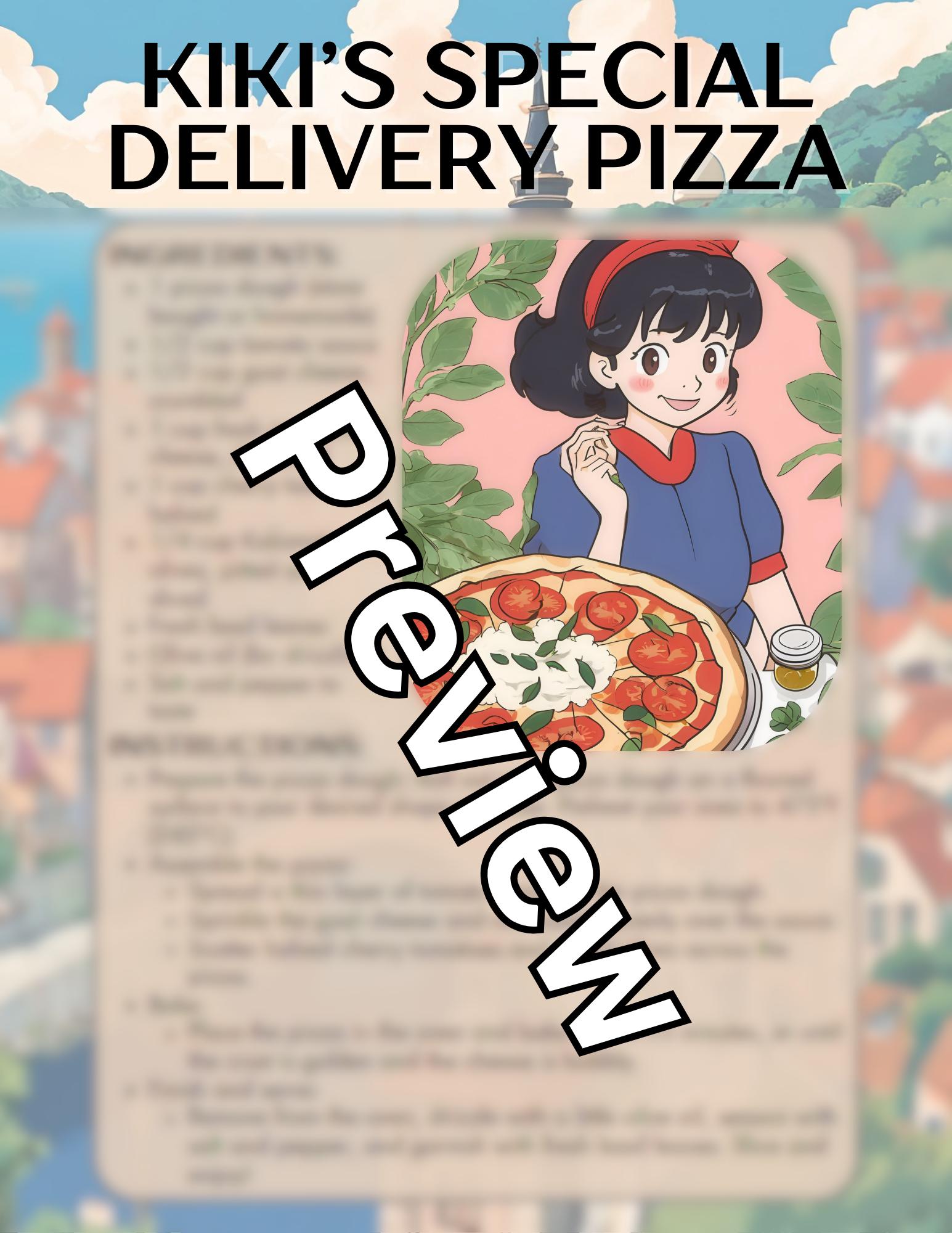 Kiki's Delivery Service THEMED Dinner and Cocktail Menus (includes Grocery List, Cooking Plans ...