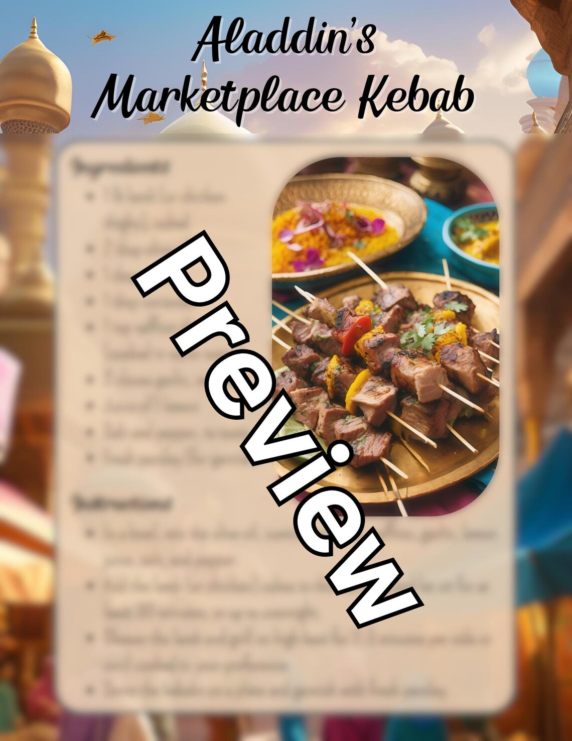 Aladdin THEMED Dinner and Cocktail Menus (includes Grocery List ...