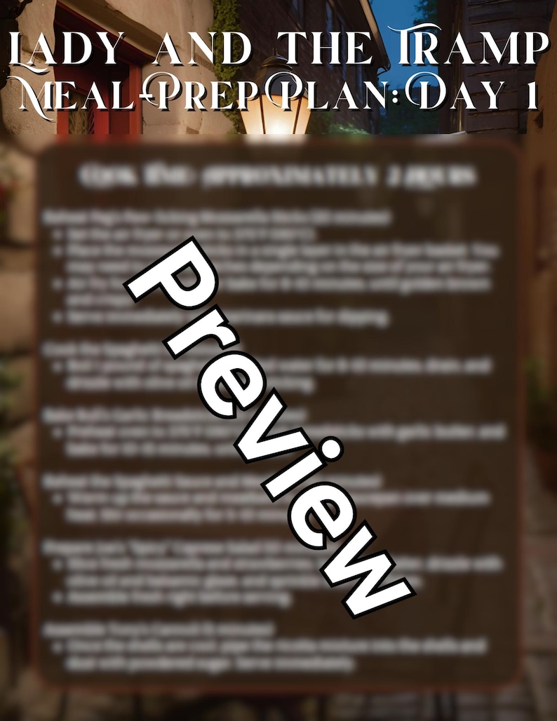 Lady and the Tramp Themed Dinner & Drink EDITABLE Menus (digital ...