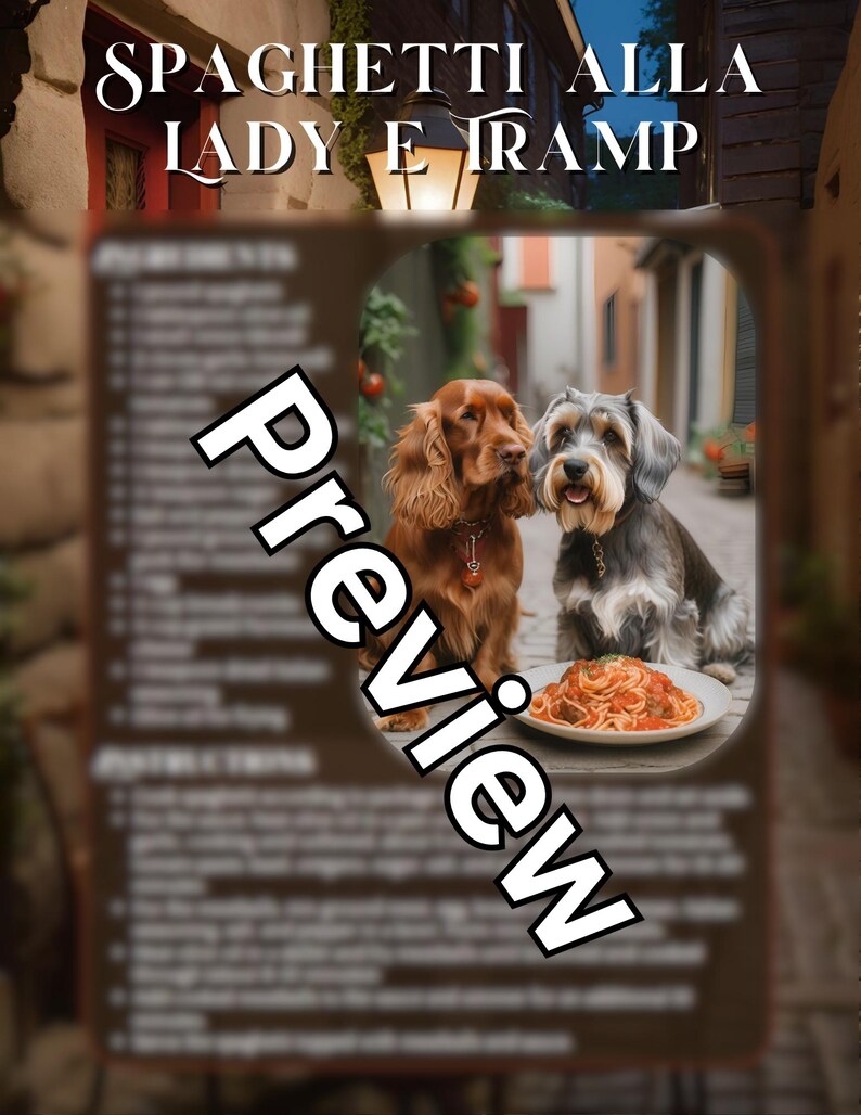 Lady and the Tramp Themed Dinner & Drink EDITABLE Menus (digital ...