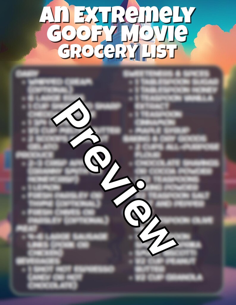 An Extremely Goofy Movie Themed Dinner & Cocktail Menus - Etsy