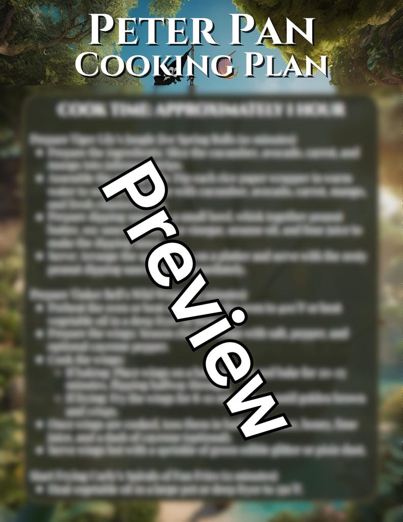 Peter Pan Inspired Appetizer, Dinner, Dessert, Digital Download, Party ...