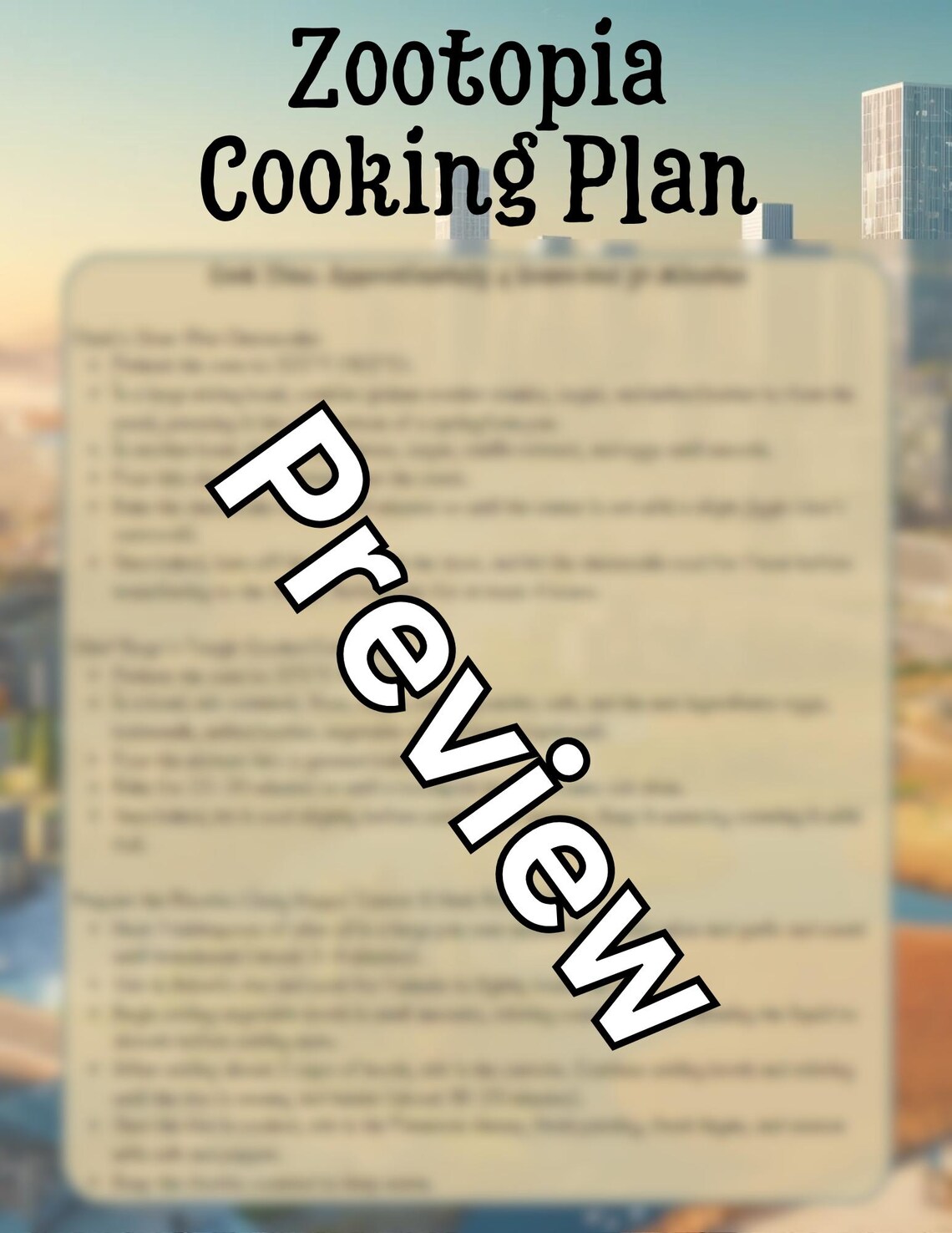 Zootopia EDITABLE Dinner & Drink Menu With Grocery List - Etsy