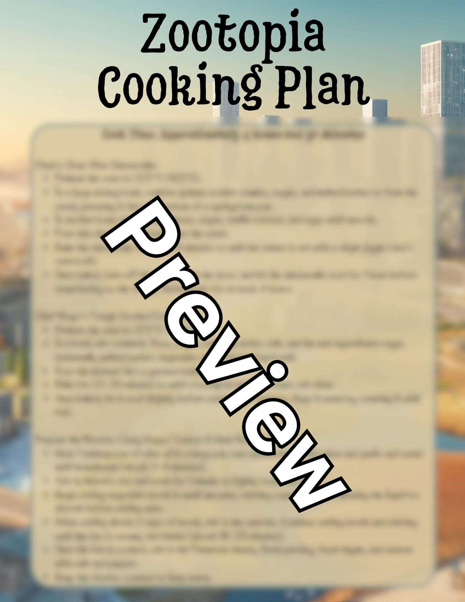 Zootopia EDITABLE Dinner & Drink Menu With Grocery List - Etsy