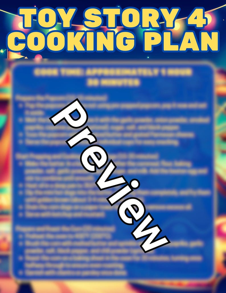 Toy Story 4 Dinner Menu: Meal Prep & Cocktail Recipes (editable Canva ...