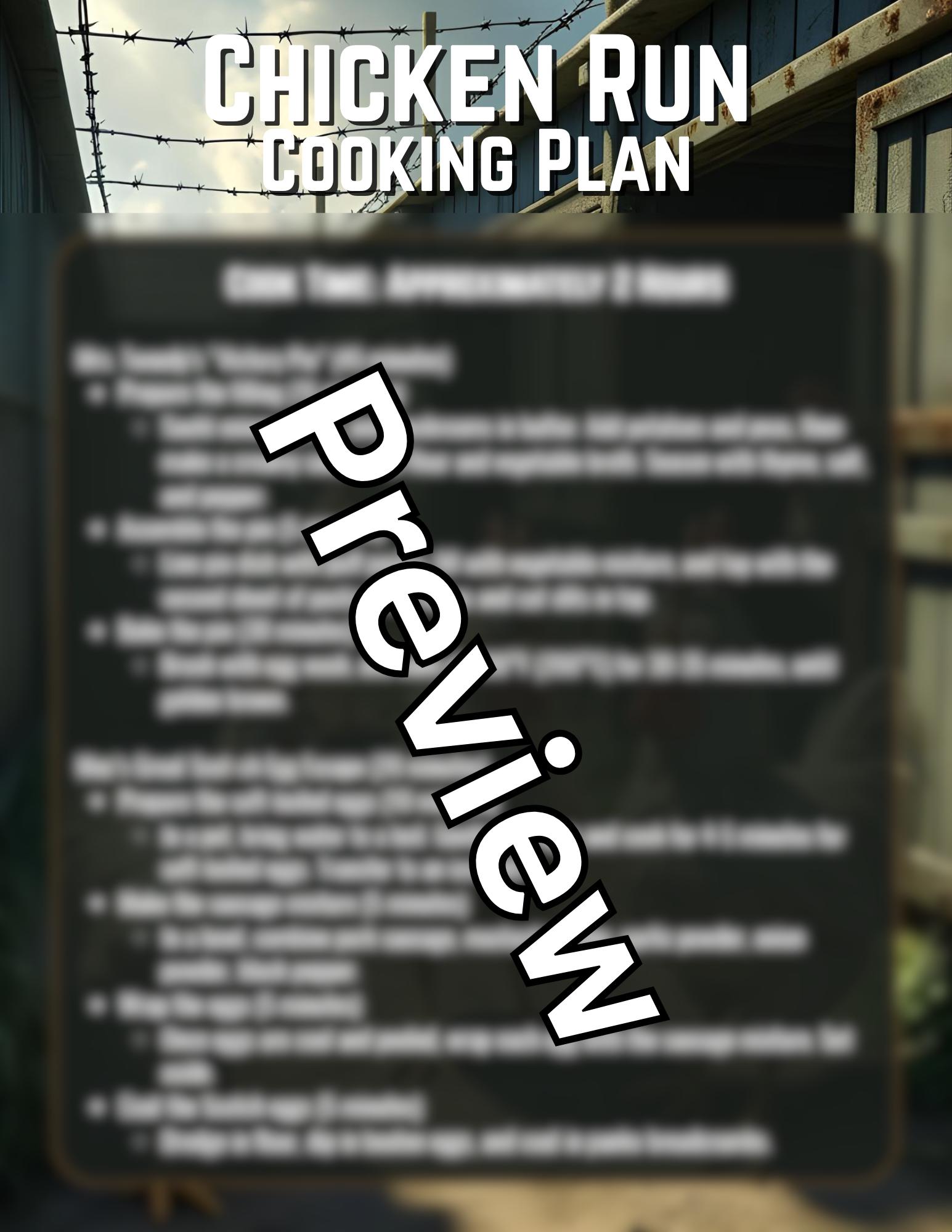 Chicken Run Dinner & Cocktail Menus (includes Grocery List, Cooking ...