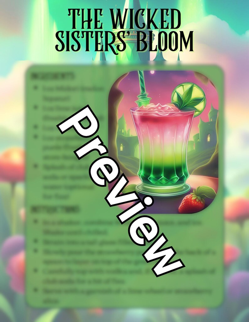 Wicked Themed Dinner & Drink EDITABLE Menu With Recipes (digital ...