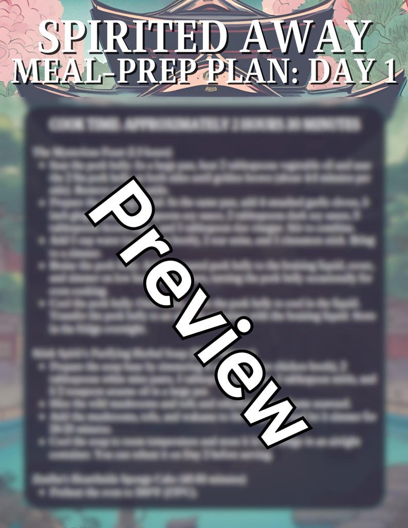 Spirited Away Themed Dinner & Drink EDITABLE Menus (digital Download ...