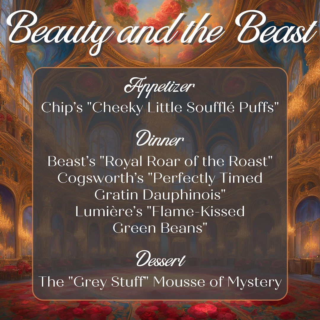 Beauty and the Beast Live-action THEMED Dinner & Cocktail Menus ...