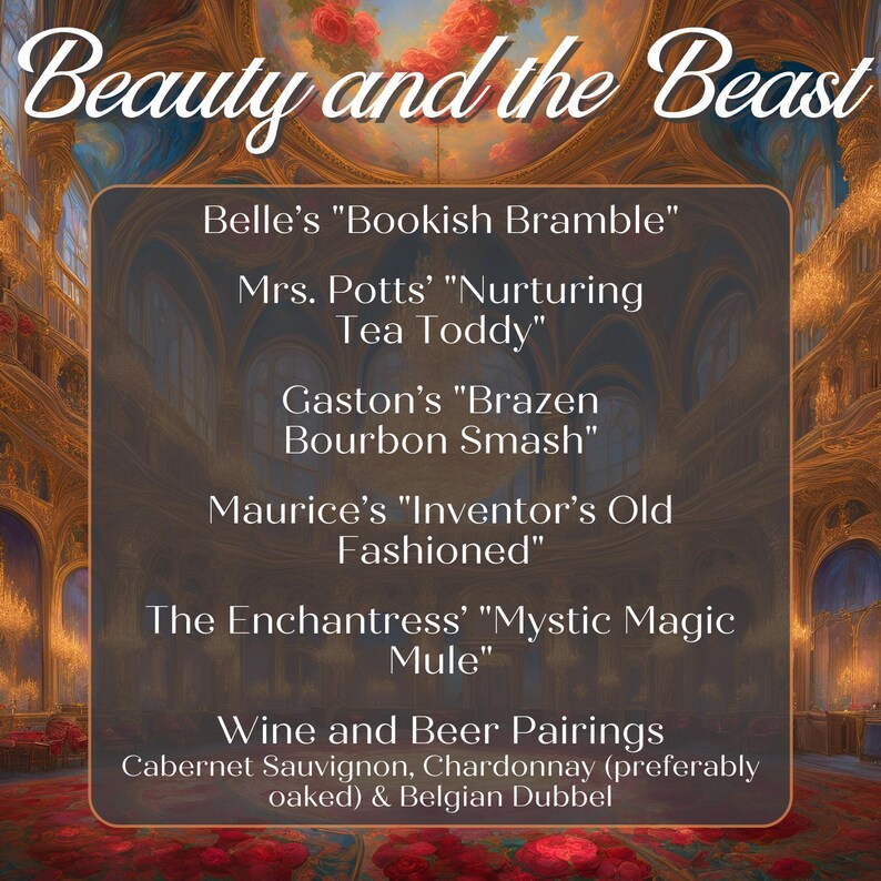 Beauty and the Beast Live-action THEMED Dinner & Cocktail Menus ...