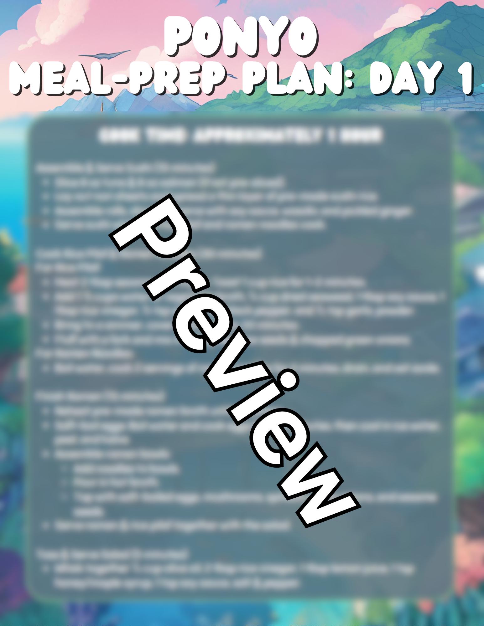 Ponyo THEMED Dinner and Cocktail Menus (includes Grocery List, Cooking ...