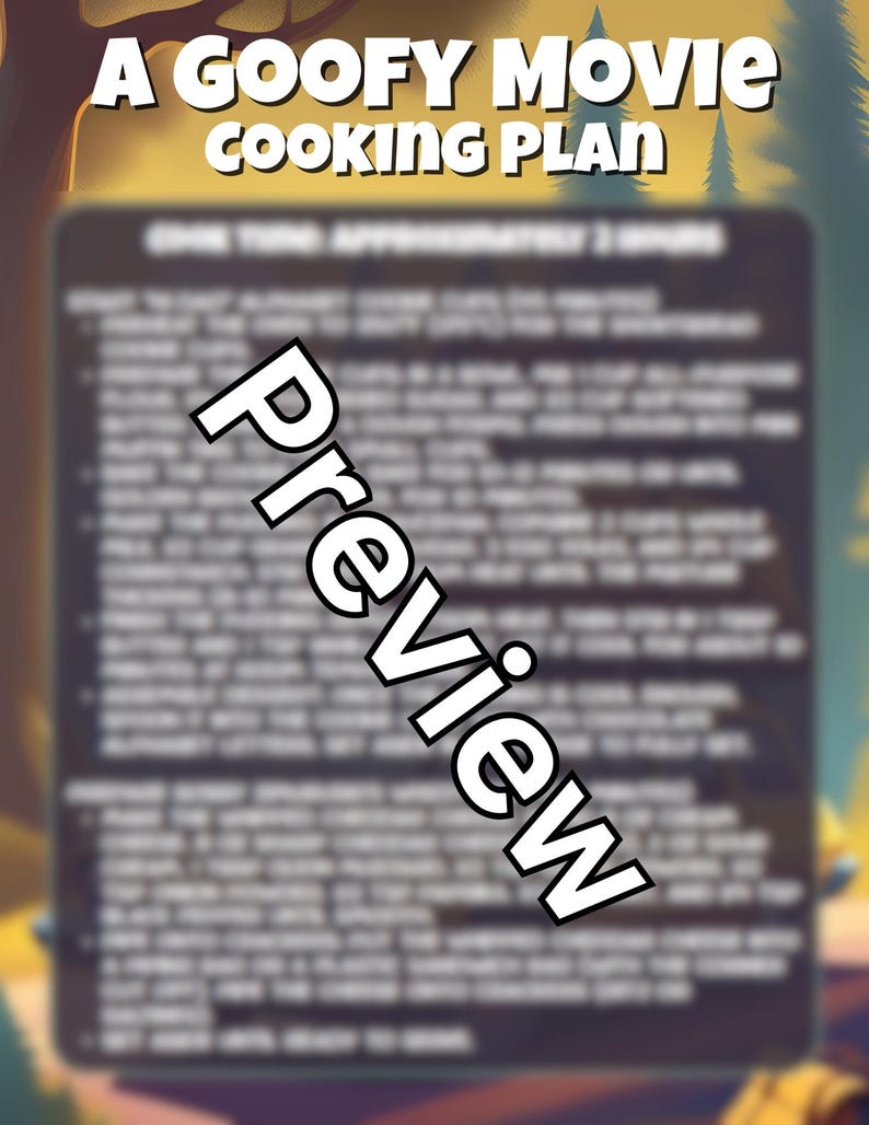 A Goofy Movie THEMED Dinner and Cocktail Menus (includes Grocery List ...