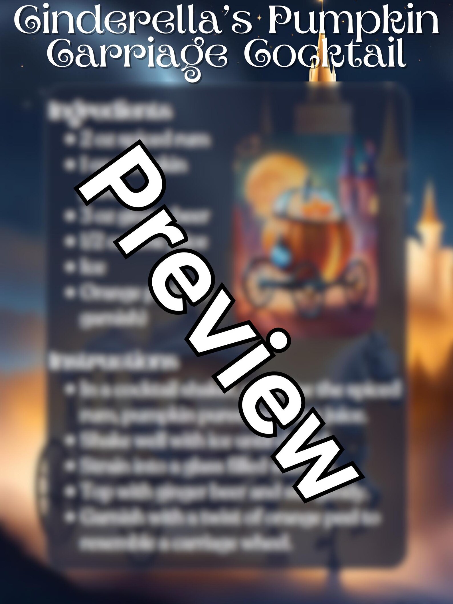 Cinderella THEMED Dinner and Cocktail Menus (includes Grocery List ...