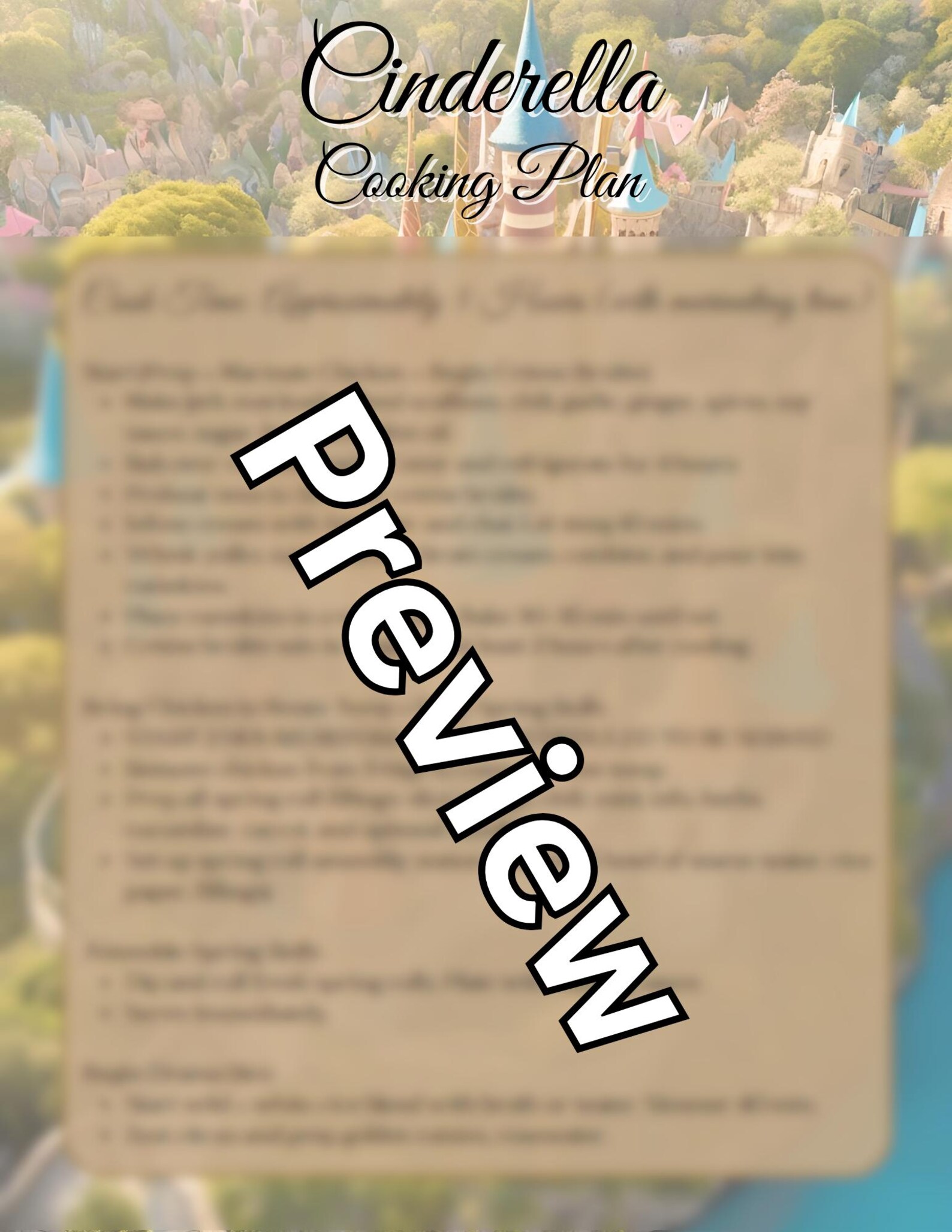 Cinderella (1997) Themed Dinner & Drink EDITABLE Menus (with Grocery ...