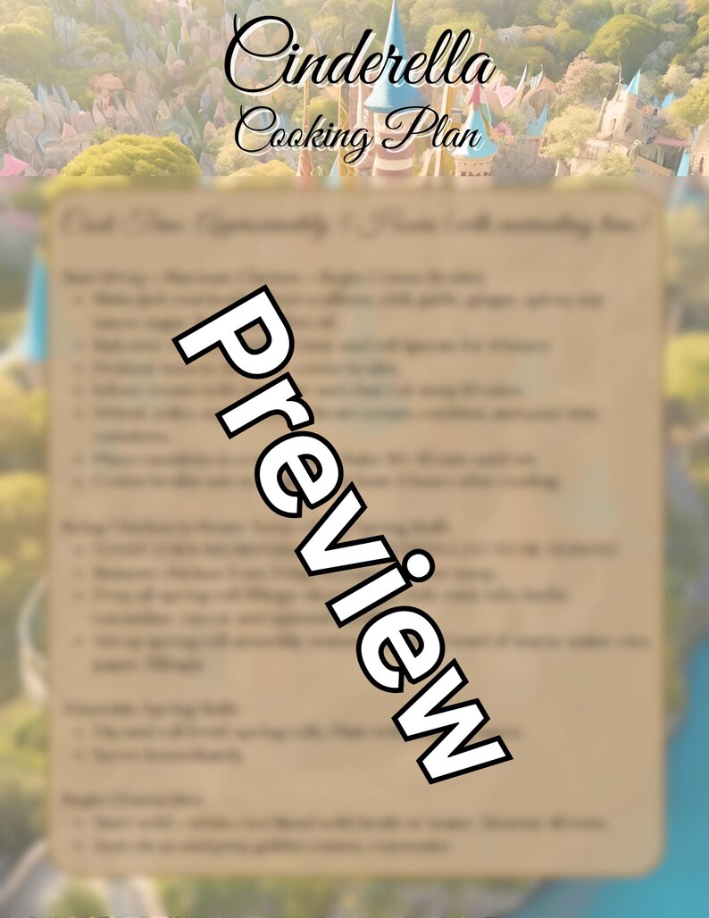 Cinderella (1997) Themed Dinner & Drink EDITABLE Menus (with Grocery ...