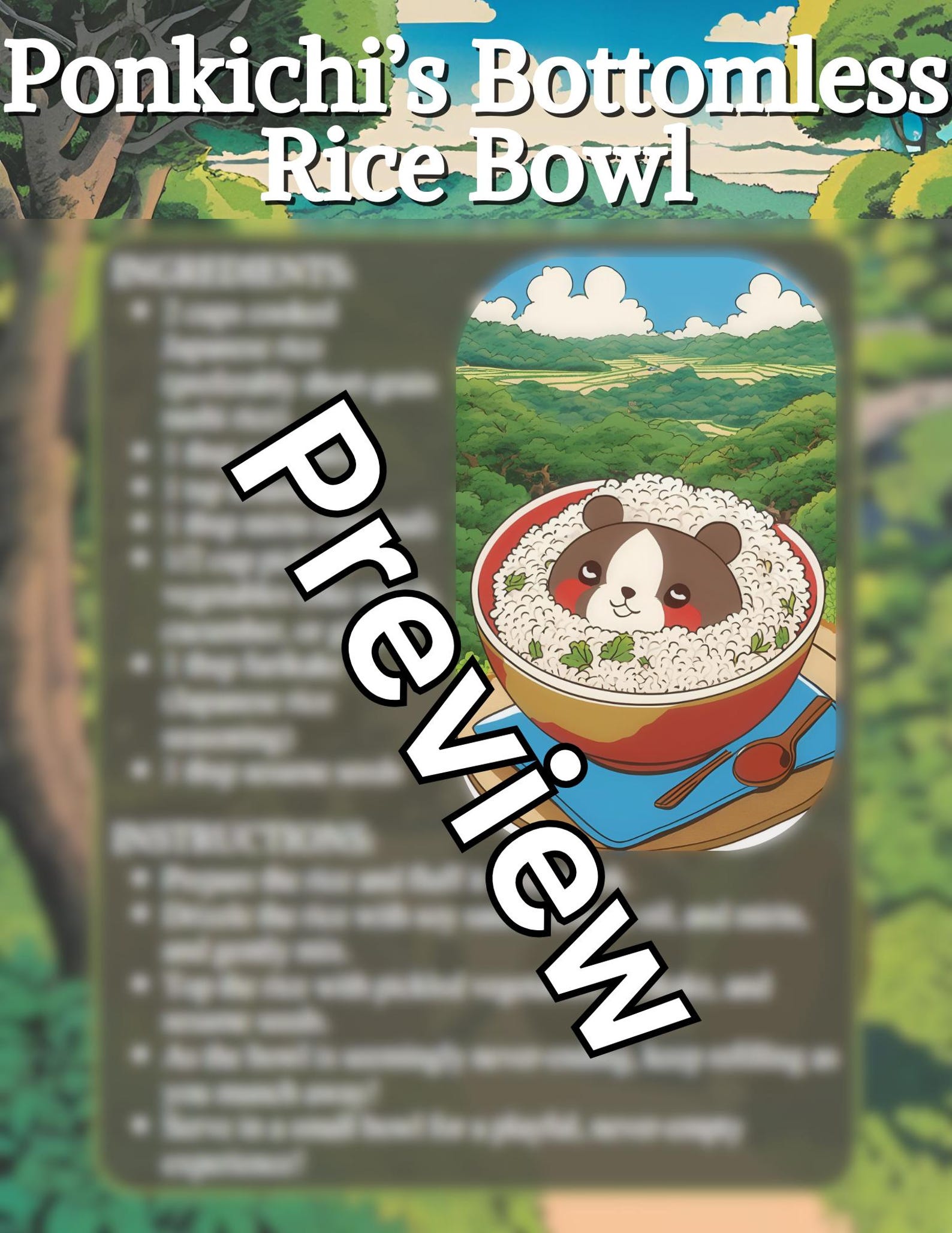 Pom Poko THEMED Dinner and Cocktail Menus (includes Grocery List ...