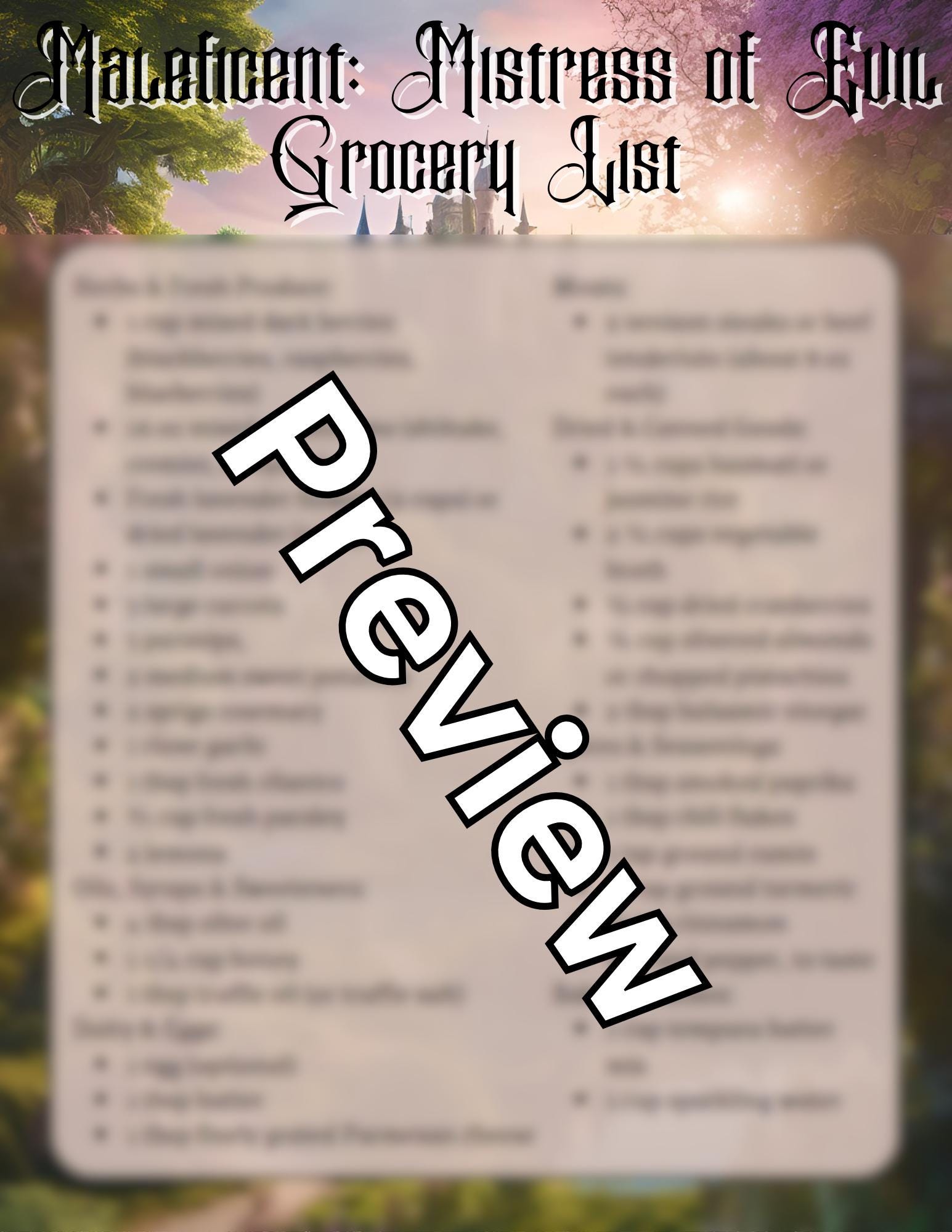 Maleficent: Mistress of Evil Live-action THEMED Dinner & Cocktail Menus ...