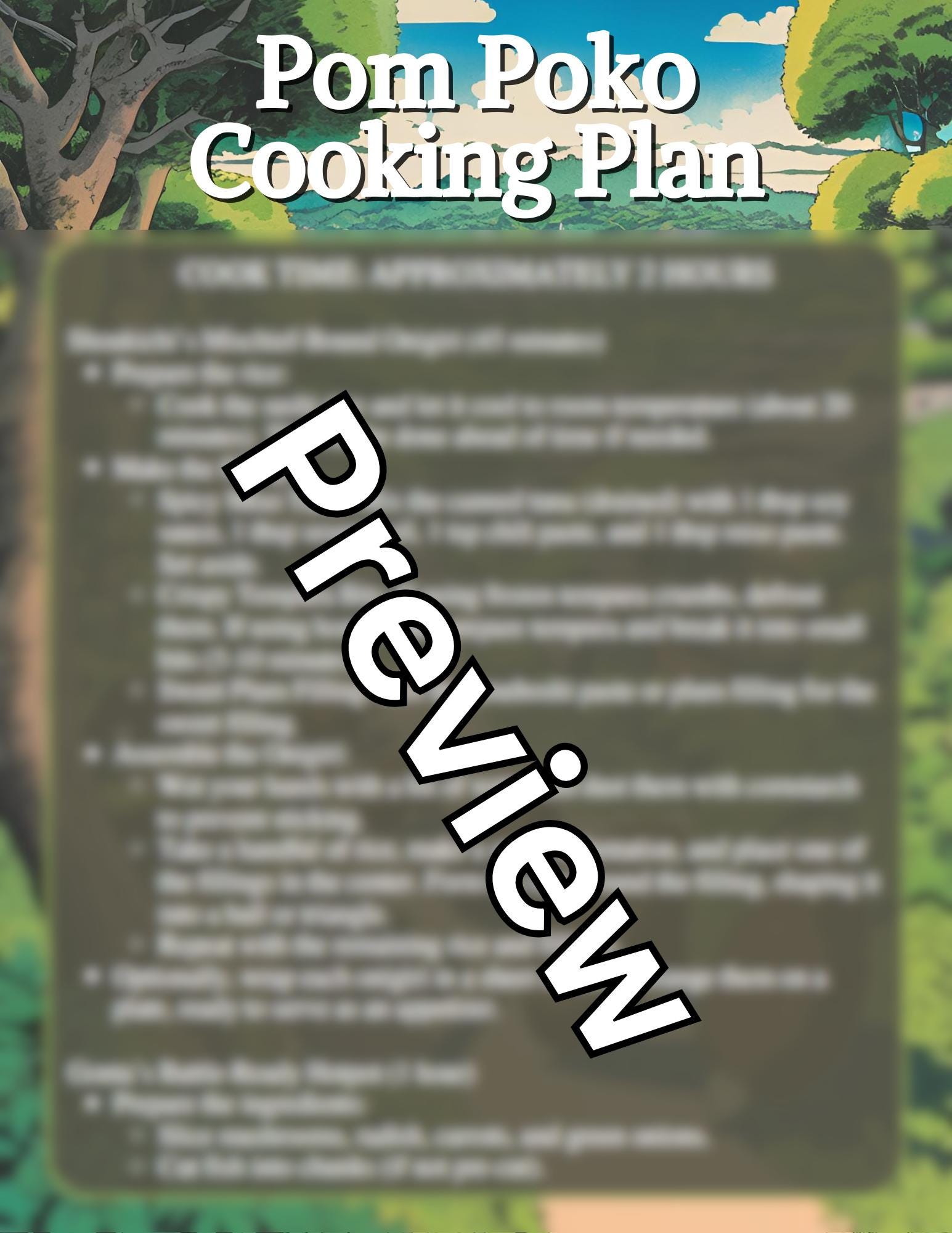 Pom Poko THEMED Dinner and Cocktail Menus (includes Grocery List ...