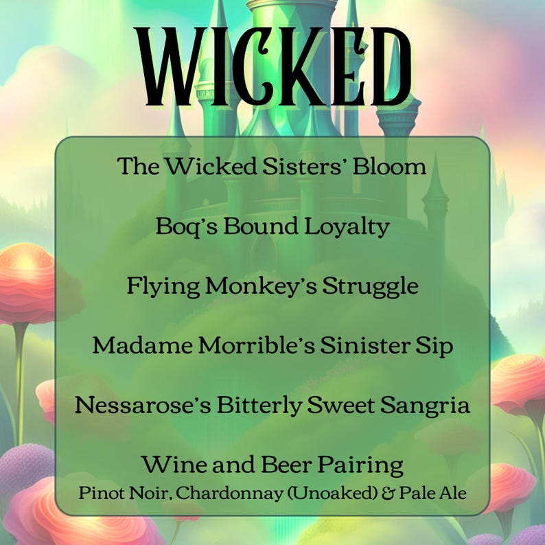 Wicked Themed Dinner & Drink EDITABLE Menu With Recipes (digital ...