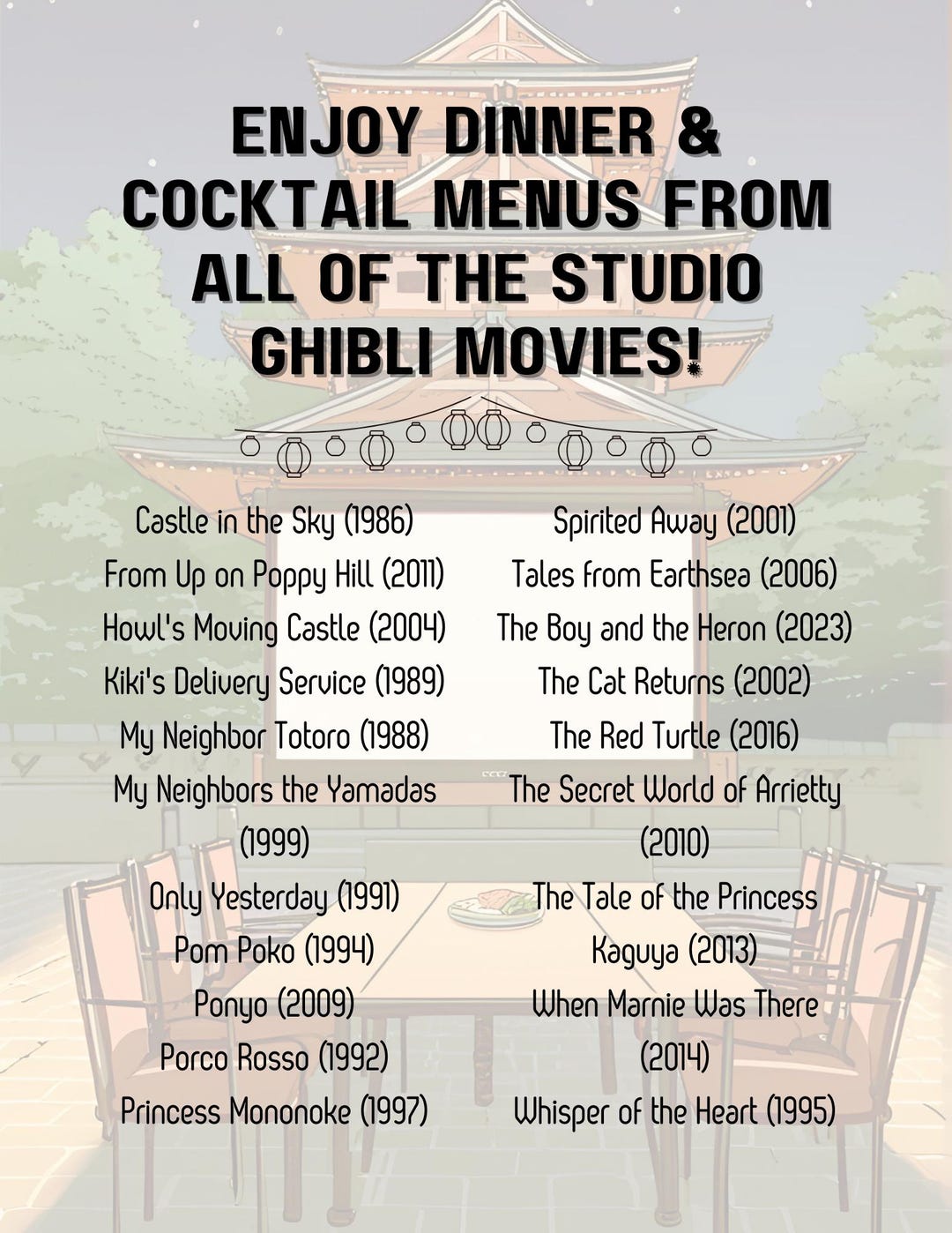 Studio Ghibli Movies THEMED Cookbook - Etsy
