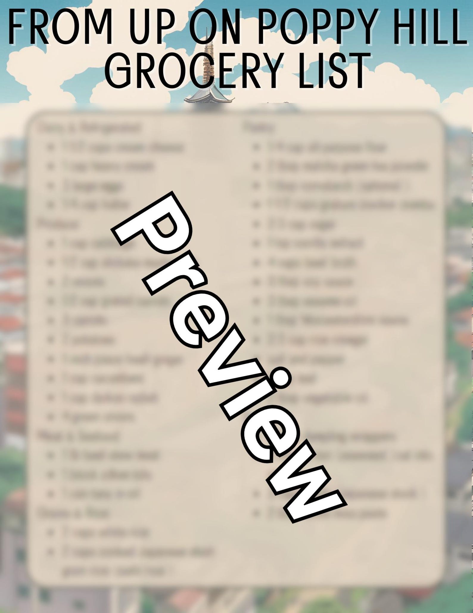 From up on Poppy Hill THEMED Dinner and Cocktail Menus (includes ...