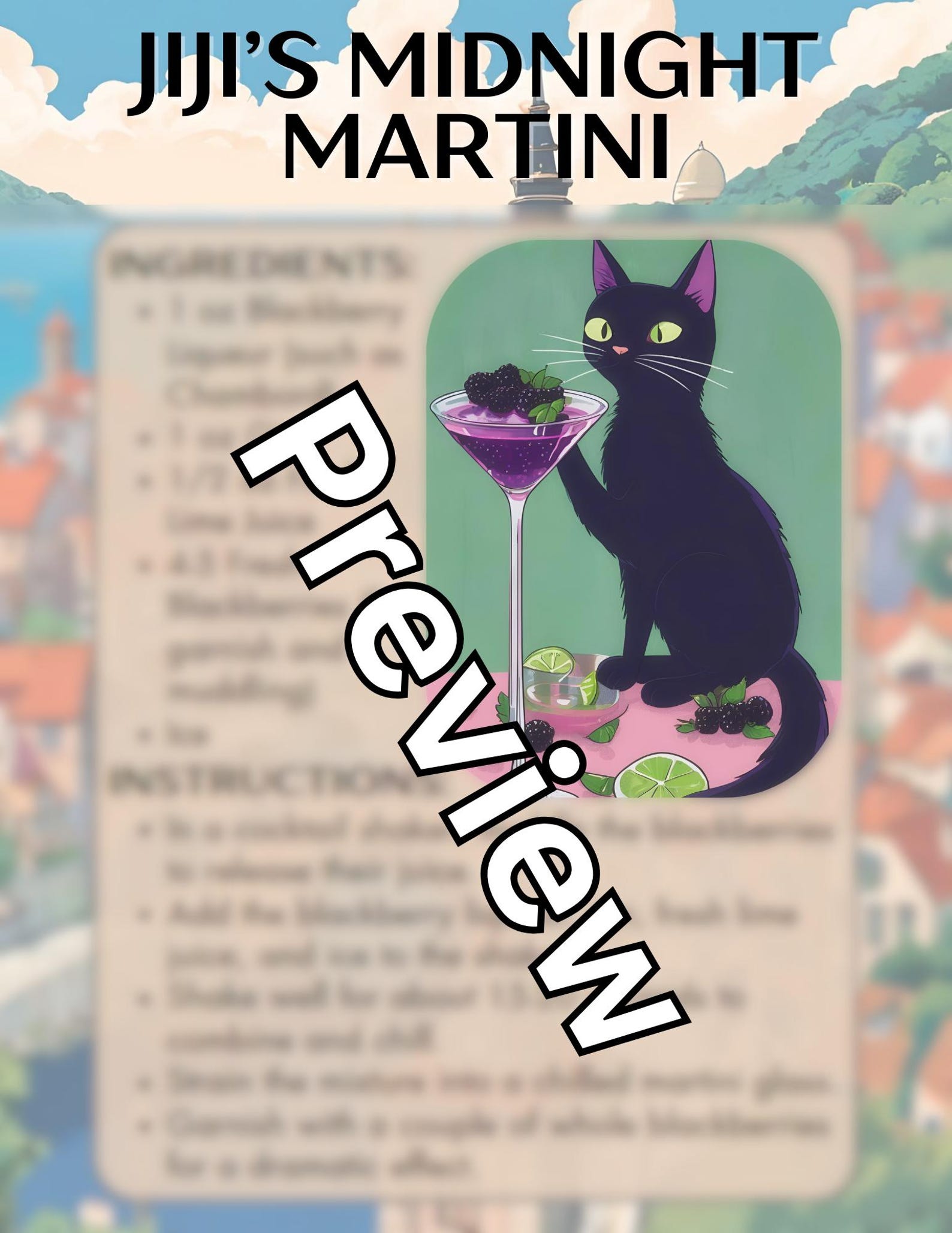 Kiki's Delivery Service Themed Dinner & Cocktail Menus (includes ...