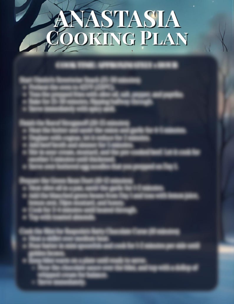 Anastasia Movie Night Dinner Menu, Cocktail Recipes (digital Download ...