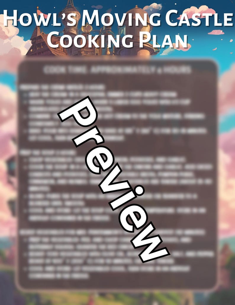 Howl's Moving Castle Dinner & Cocktail Menu: Recipes, Grocery List ...