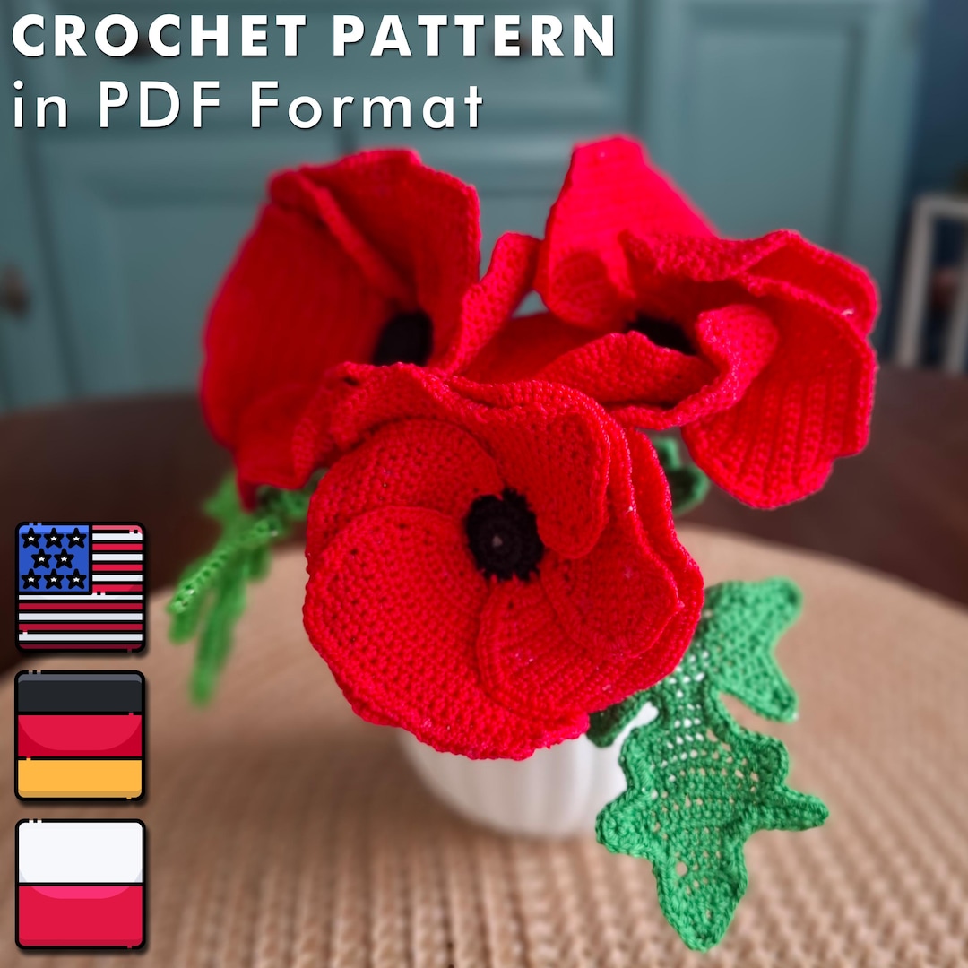 PDF Crochet Pattern – Poppies, DIY Flowers, Home Decor, Gift - Etsy