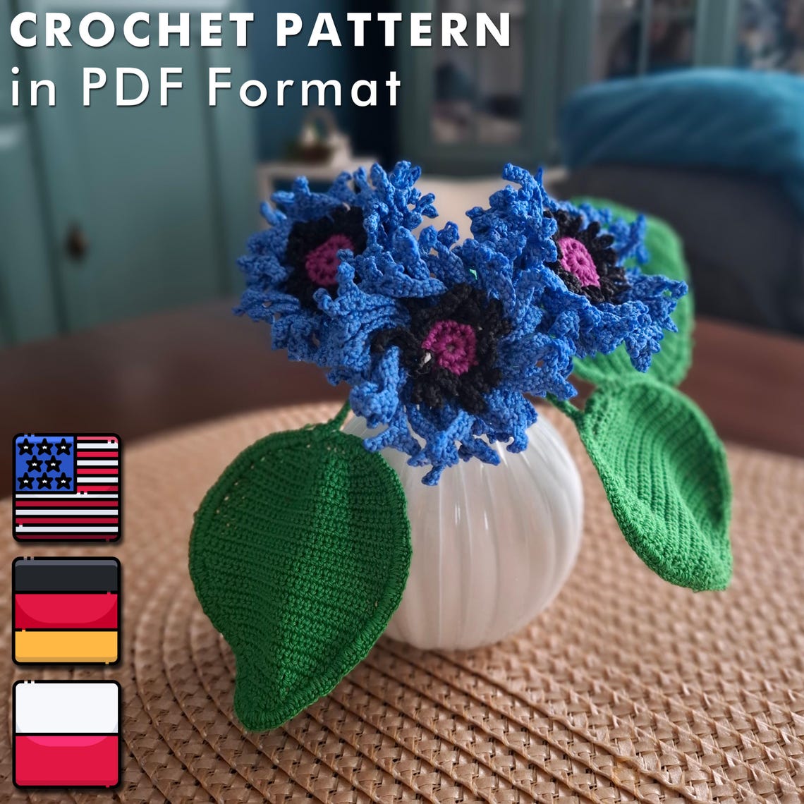 PDF Crochet Pattern – Cornflowers, DIY Flowers, Home Decor, Gift - Etsy