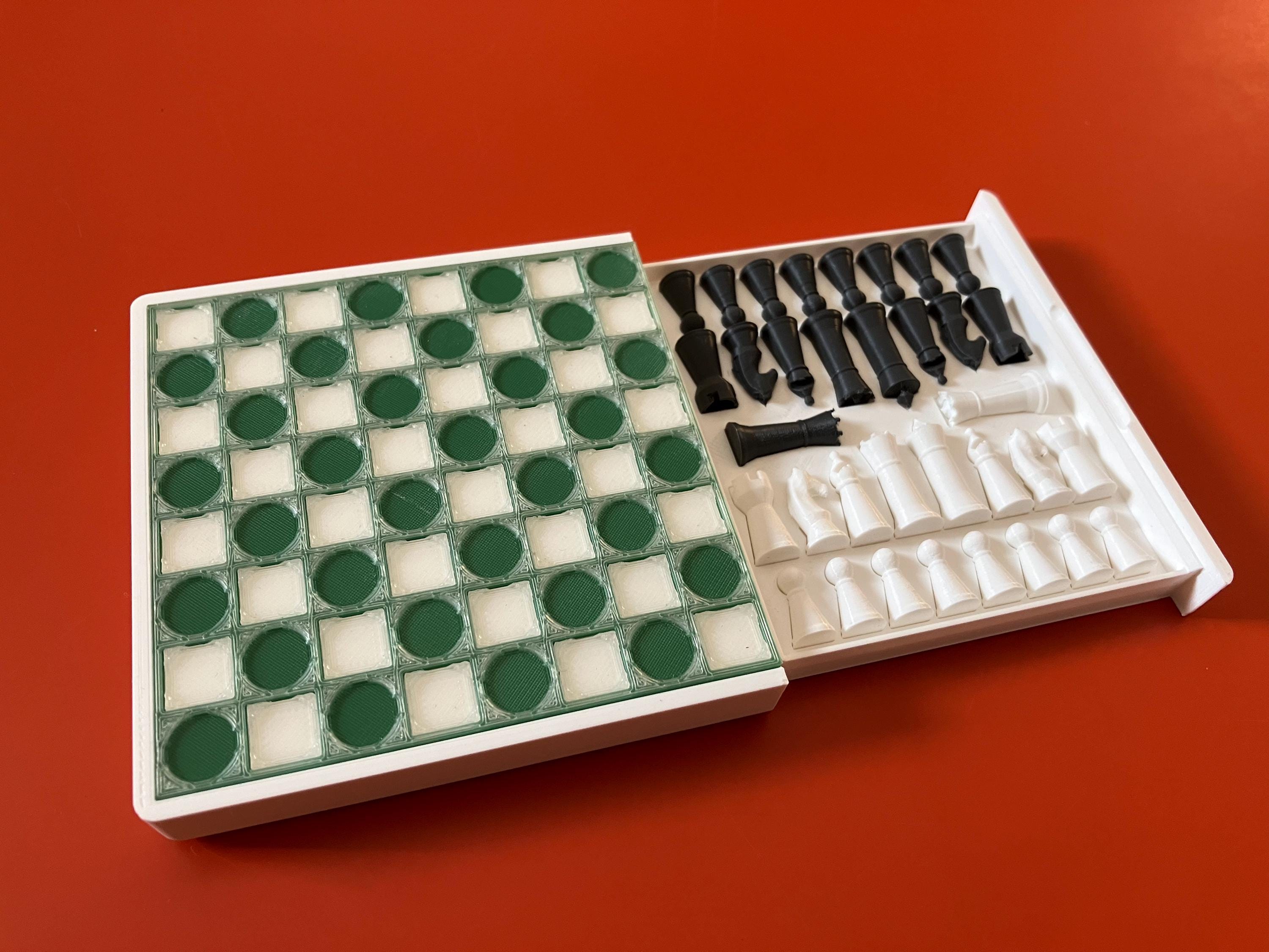 Pocket-size 3D Printed Chess Set With Magnetic Drawer - Compact Travel ...