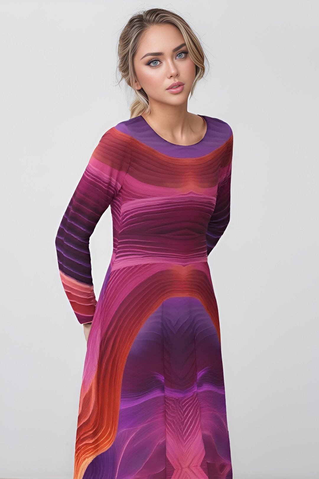 Dance Dress, Cotton Candy Pink Purple Swirls, Long Sleeve Costume ...