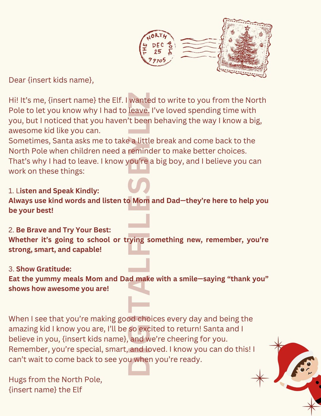 Elf Letter, Kids Making Good Choices, Elf Returns to the North Pole ...