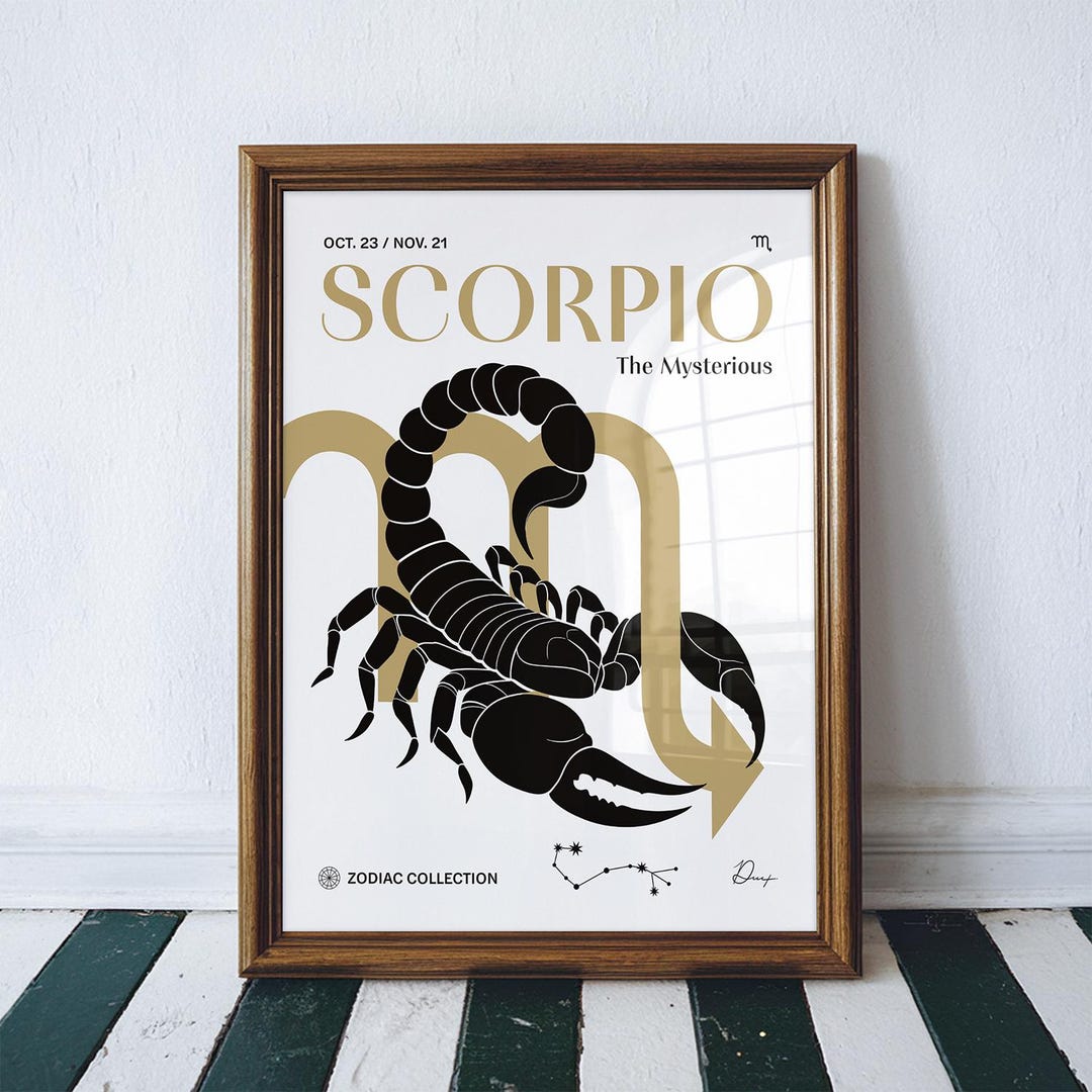Scorpio Zodiac Sign Poster | Minimalist Scorpion Illustration ...