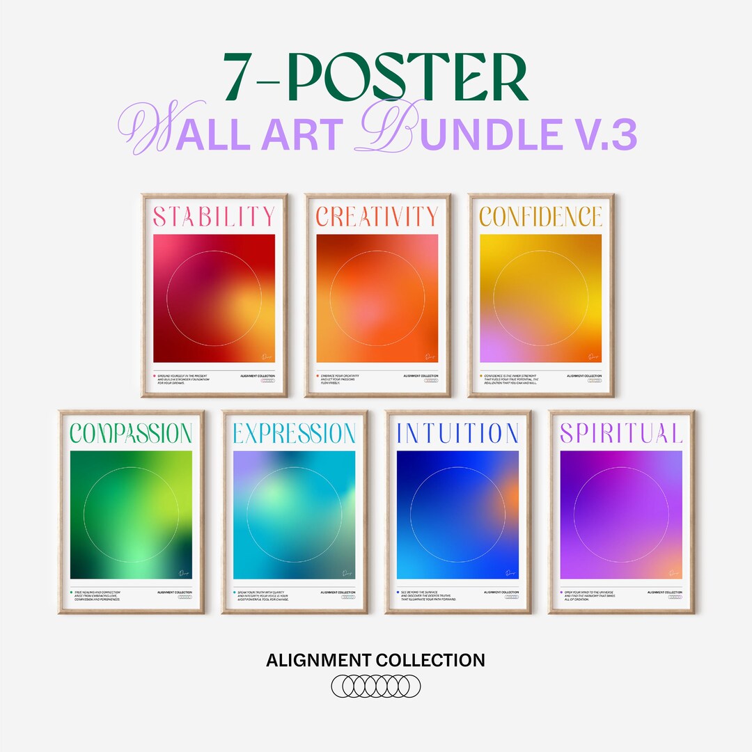 Motivational Poster Bundle Set | Gradient Digital Download Art | Self ...