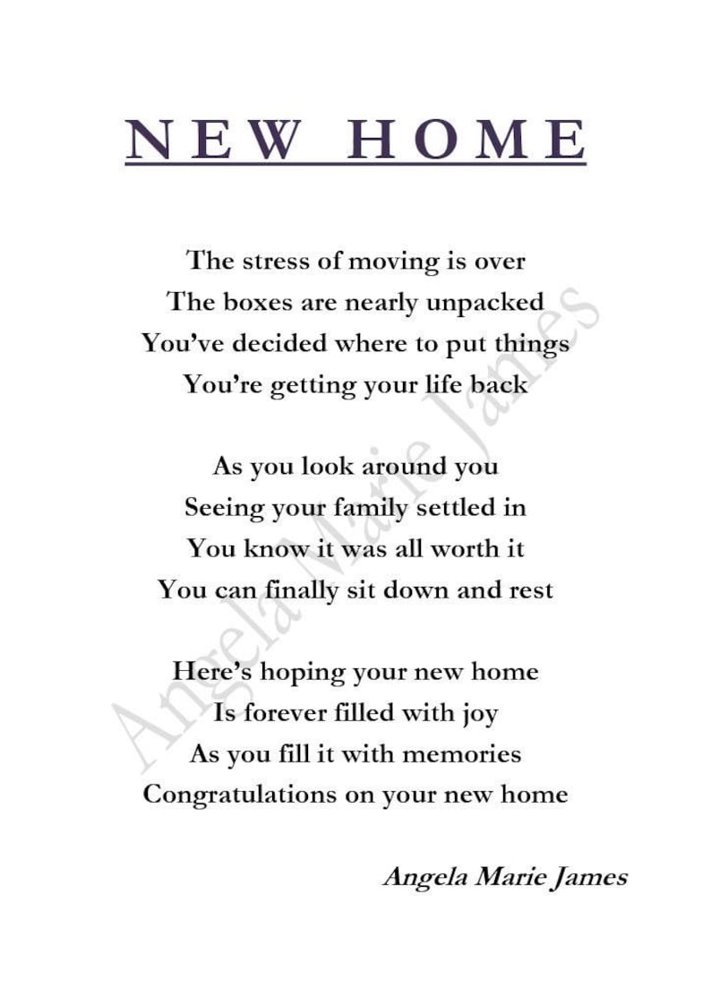 New Home Poem - Etsy