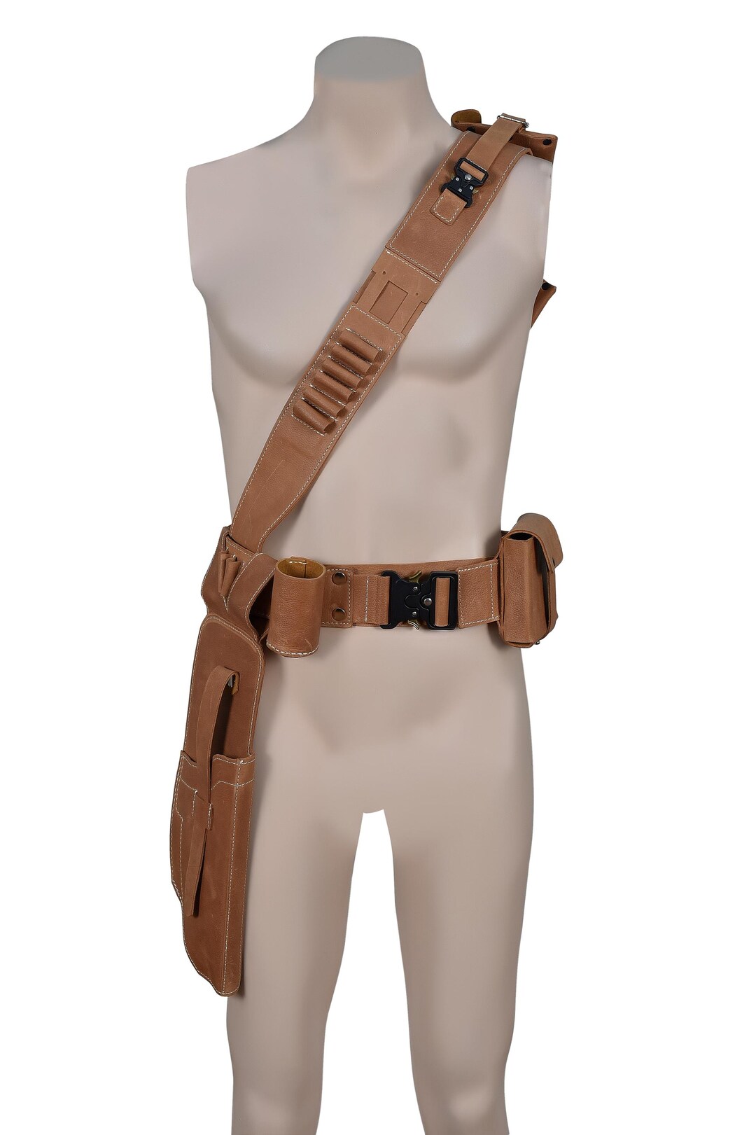Mandalorian Star Wars Leather Cosplay Belt With Gun Holster Waist Props ...