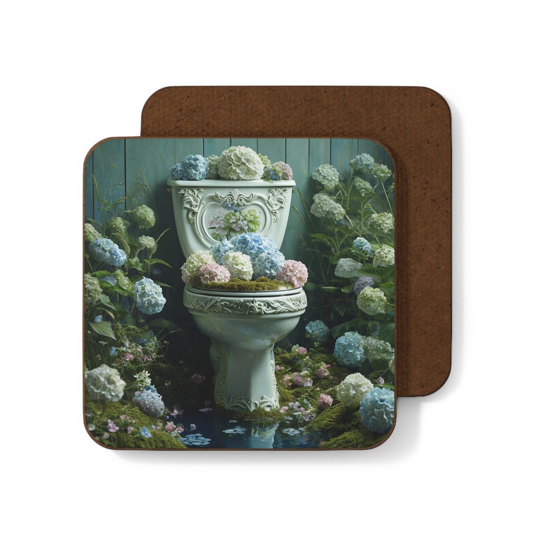 Hydrangeas on the Porcelain Throne Coaster, Bathroom Humor, Potty Decor ...