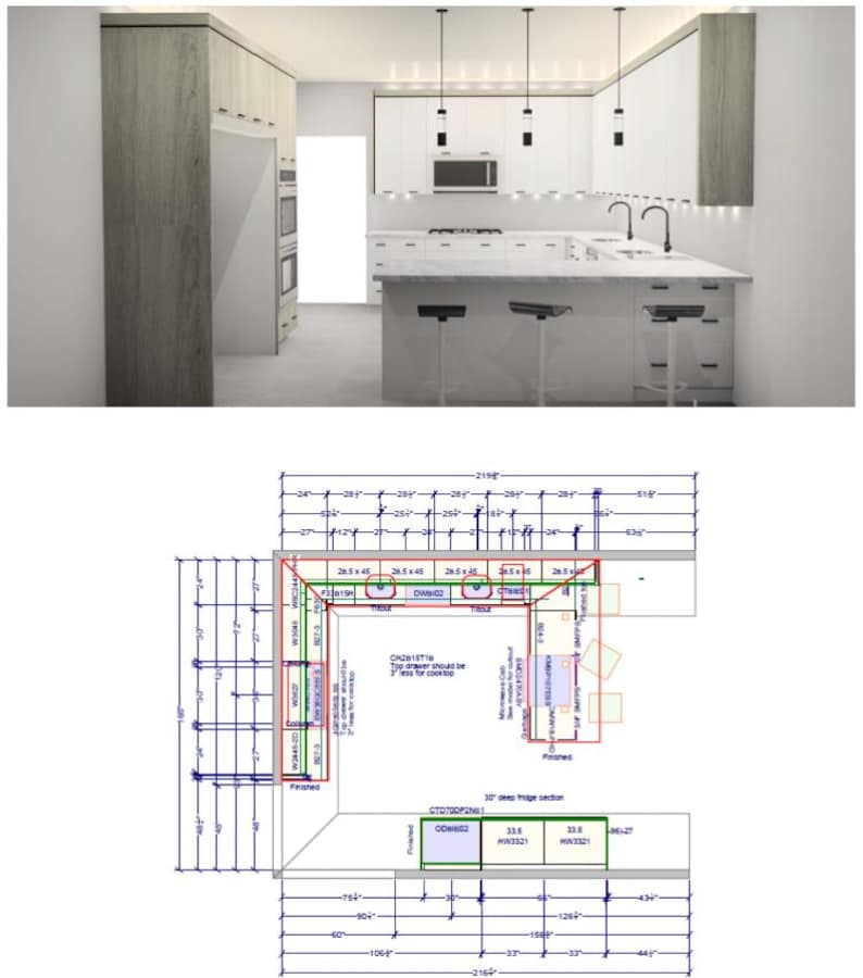 Kitchen Interior Design, Professional Floor Plan, Detailed Elevations ...