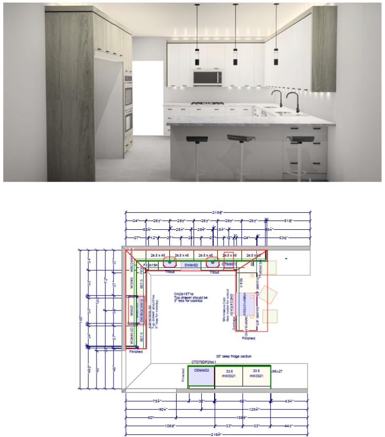 Kitchen Interior Design, Professional Floor Plan, Detailed Elevations ...