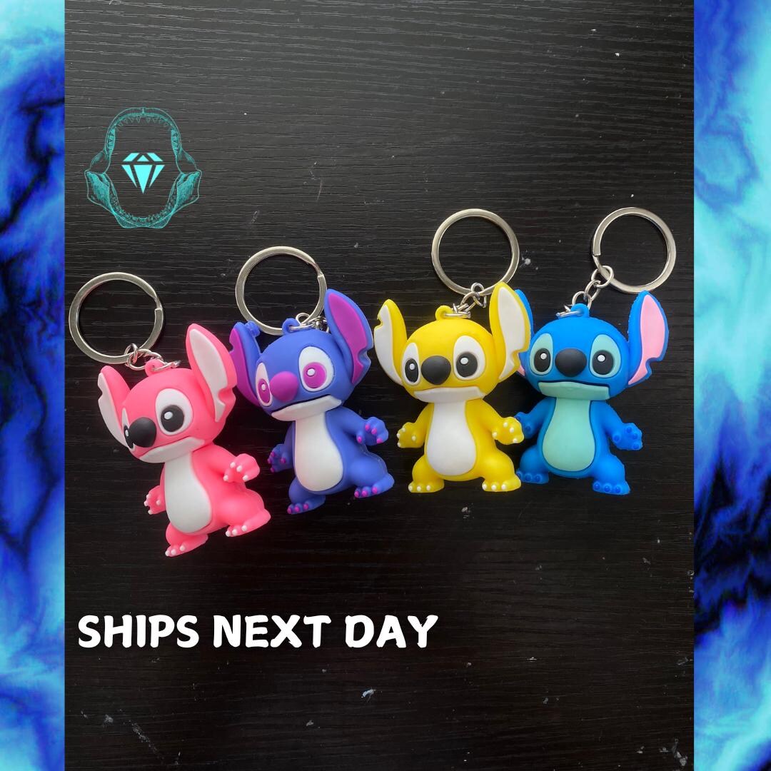 Stitch Keychains | 4 Colors – Classic, Pink, Yellow & Purple | Cute ...