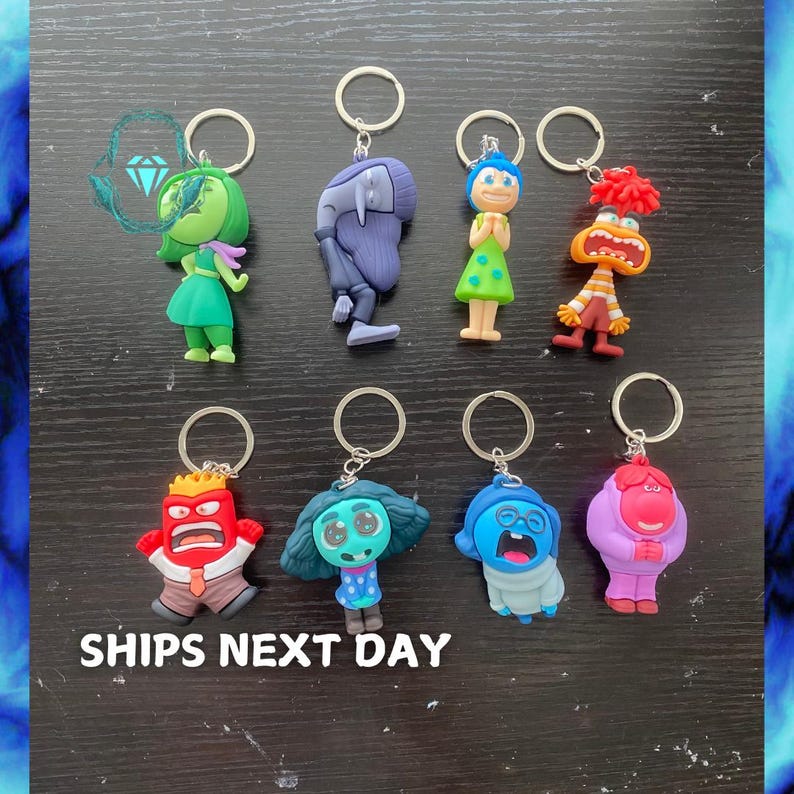 Inside Out Keychain | Pixar Emotions, Soft Rubber Keyring - Etsy