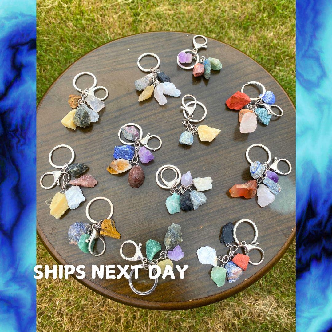 Raw Gemstone Keychain | Natural Crystal, Healing Energy - Etsy
