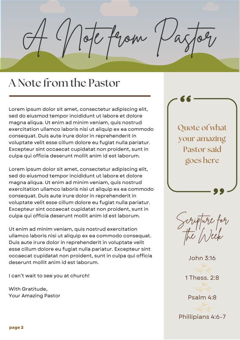 Church Newsletter Canva Template With Earth Tones - Email - Etsy