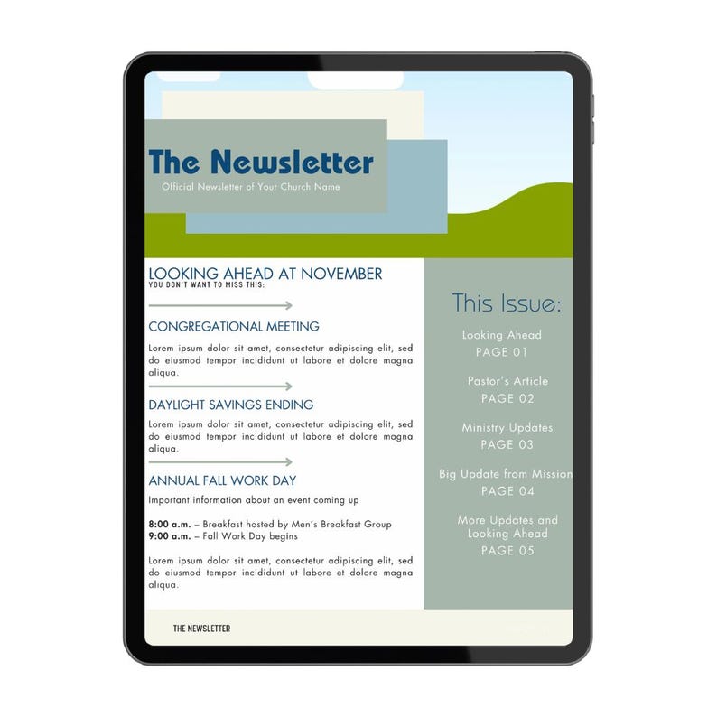 Church Email Newsletter Canva Template With Cool Tones - Etsy