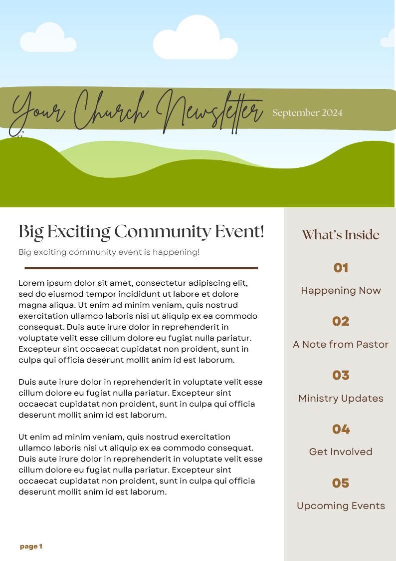 Church Newsletter Canva Templates With Earth Tones - BOTH Email and ...
