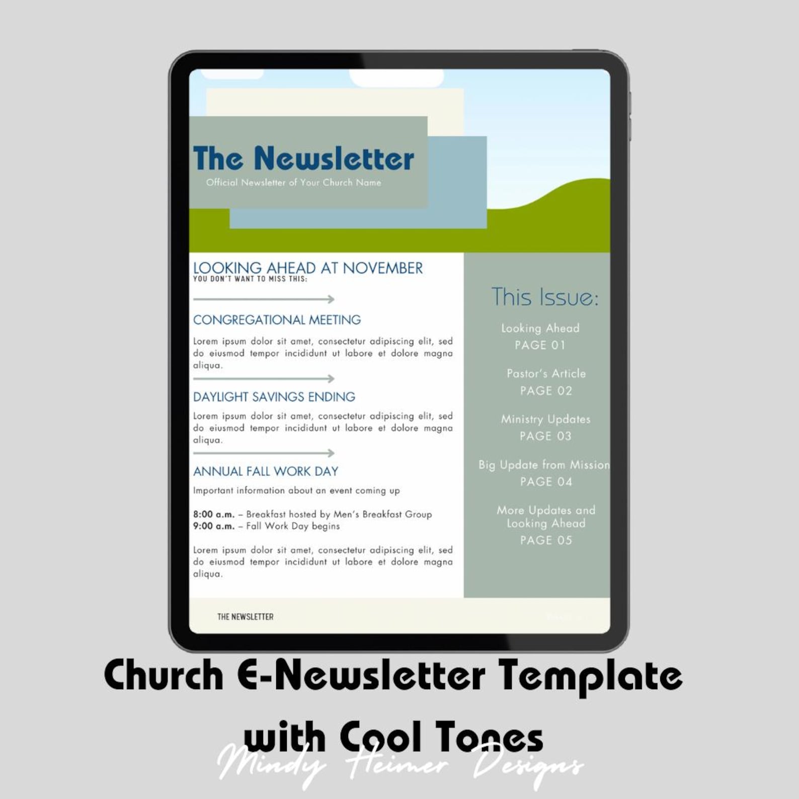 Church Email Newsletter Canva Template With Cool Tones - Etsy